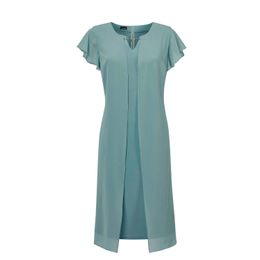 GOLDNER Damen Abendkleid "Kurzgr&ouml;&szlig;e Etuikleid mit Chiffon&uuml;berwurf", gr&uuml;n, festlich, Gr. 23, Obermaterial: 96% Polyester PES. 4% Elasthan EL.,