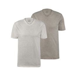 Tchibo - 2 T-Shirts mit V-Ausschnitt - Herren - Gr. S - wei&szlig;/gestreift
