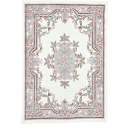 Teppich Theko, B:60cm H:14mm L:90cm, beige, Kunstfaser, Wohnzimmer, Teppiche, "Ming", handgefertigt, Pastell-Farben, florales Design, Wohnzimmer