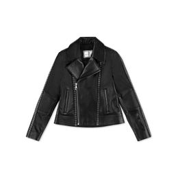 Philipp Plein Damen Bikerjacke "Signature", schwarz, Gr. 4, Obermaterial: 100% Lamm Leder. Futter: 100% Acetat, Jacken