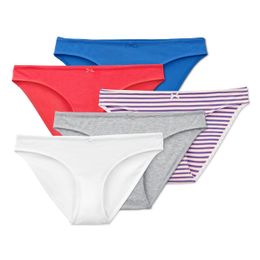 Tchibo - 5 Slips - Damen - Gr. L - wei&szlig;/gestreift