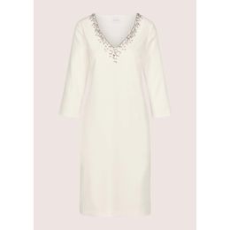 Madeleine Mode MADELEINE Damen Etuikleid "Etuikleid Businesskleid mit Strass-Details", wei&szlig;, Modern, Gr. 36, Obermaterial: 48% Polyester PES. 45% Viskose CV. 5%