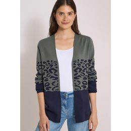 Cecil Damen Strickjacke, gr&uuml;n, Gr. L, gemustert, Stoff, 52% Viskose, 28% Polyester, 20% Nylon, Strickjacken, aus softer Viskose