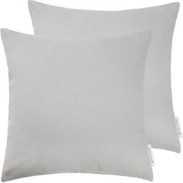 Dekokissen Tom Tailor HOME, B:40cm L:40cm, grau, Baumwolle, Dekokissen_Sitzkissen_Kissenh&uuml;llen, "Dove", unifarben, Kissenh&uuml;llen ohne F&uuml;llung, 2er Pack