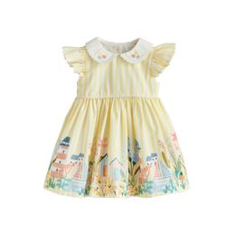 next Kleid M&auml;dchen Gr&ouml;&szlig;e 56 himmelblau / pastellgelb / hellgelb / melone