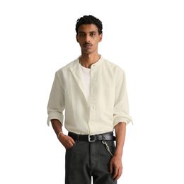 Marc O'Polo Herren Langarmhemd "aus Leinen und Bio-Baumwolle", wei&szlig;, Gr. M, MARC O'POLO DENIM, unifarben, Obermaterial: 50% Leinen, 50% Baumwolle, Hemden