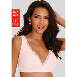 Damen Soft-BH, PETITE FLEUR BY LASCANA, Gr. 85, rosa, Trikot, Obermaterial: 80% Baumwolle, 10% Elasthan, 10% Polyamid, Basic, BHs, ohne B&uuml;gel aus
