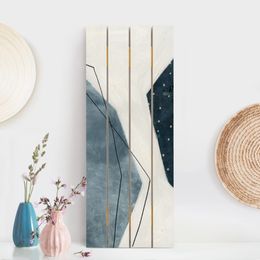Bilderwelten Holzbild originell blau Abstrakt Aquarell - Punkte im Dialog III - Deko Wohnzimmer Schlafzimmer