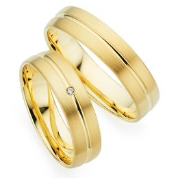 Phoenix PH&Ouml;NIX Damen Trauring "Schmuck Partnerring Ehering Verlobungsring Freundschaftsring", 52, 0,01 SI = kleine Einschl&uuml;sse mit Brillant, Silber 925