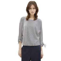 Damen 3/4-Arm-Shirt, blau, Gr. L, Tom Tailor Denim, gestreift, Single Jersey, Obermaterial: 58% Viskose, 38% Polyester, 4% Elasthan, Shirts, in