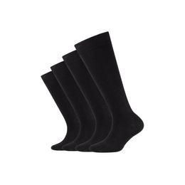 Camano M&auml;dchen Kniestr&uuml;mpfe "4er Pack", Gr. 27, schwarz, 78% Baumwolle, 21% Polyamid, 1% Elasthan, uni, Socken
