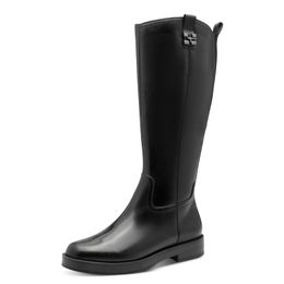 Tamaris Damen Stiefel, Gr. 39, schwarz, Leder, Lederimitat, unifarben, Schuhe, Blockabsatz, Businessstiefel im klassischen Reiterlook