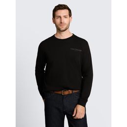 Tom Tailor Herren Langarmshirtschwarz, Gr. XXXL, bedruckt, Single Jersey, Obermaterial: 100% Baumwolle, Shirts, mit Logo-Print