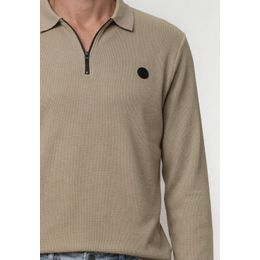 Street One MEN Herren Poloshirt, beige, Gr. M, unifarben, Web, 95% Baumwolle, 5% Elasthan, Shirts, aus Baumwolle mit Stretchante