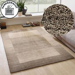 Wollteppich Theko, B:60cm H:9mm L:90cm, braun, Wolle, Wohnzimmer, Teppiche, "Gabbeh Super, Handweb, auch als L&auml;ufer erh&auml;ltlich, reine Wolle",