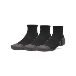 Under Armour Damen Sportsocken "NEW UA PERF TECH 3PK QTR", Gr. M, schwarz, Obermaterial: 98% Polyester, 2% Elasthan, Socken, 3er-Pack, f&uuml;r sportliche