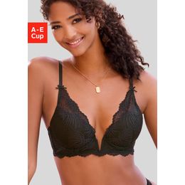 Lascana Damen Schalen-BH "Alexia", Gr. 75, blau, Spitze, Obermaterial: 60% Polyamid, 35% Polyester, 5% Elasthan, BHs, mit B&uuml;gel & dekorativem