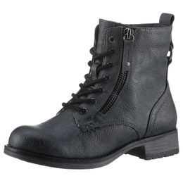 Mustang Shoes M&auml;dchen Winterboots, Gr. 33, blau, Lederimitat, used, Schuhe, Schn&uuml;rboots, Stiefelette, Blockabsatz, mit Rei&szlig;verschluss