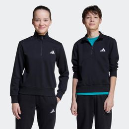 Jungen Trainingsshirt "ESSENTIALS HALF-ZIP KINDER", schwarz, Gr. 152, adidas Sportswear, Obermaterial: 52% Baumwolle, 48% Polyester, Shirts, f&uuml;r