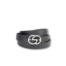 Silbergift Damen Koppelg&uuml;rtel "Koppelg&uuml;rtel mit pr&auml;gnanter silberner Doppel-G-Schlie&szlig;e", schwarz, Gr. 85, Rindsleder, G&uuml;rtel