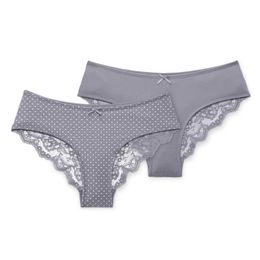 Tchibo - 2 Brazilslips - Damen - Gr. XS - wei&szlig;/gepunktet
