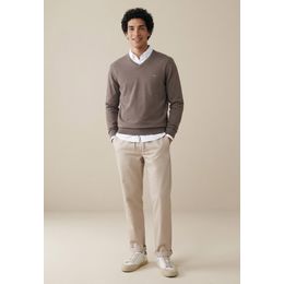 Fynch-Hatton Herren Strickpullover "Fynch-Hatton Pullover mit V-Kragen", braun, Gr. S, unifarben, Strick, Obermaterial: 100% Baumwolle, Pullover, aus