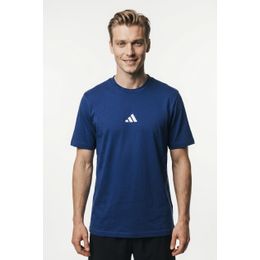 Herren T-Shirt "ESSENTIALS SMALL LOGO SINGLE JERSEY", blau, Gr. L, adidas Sportswear, Obermaterial: 100% Baumwolle, Shirts, sportliches Kurzarmshirt,