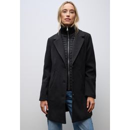 Street One Damen Wollmantel, schwarz, Gr. 40, unifarben, Stoff, Obermaterial: 90% Polyester, 10% Viskose. Futter: 100% Polyester. Inlay: 100%