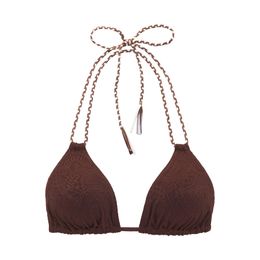 s.Oliver Damen Triangel-Bikini-Top "Ada", braun, Gr. 34, Strukturmuster, Recycling-Polyamid, Bikini-Oberteile, in gemusterter Strukturware