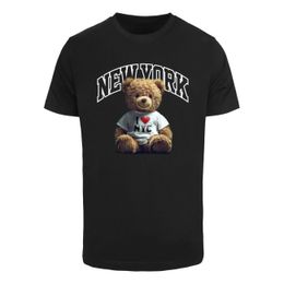 MisterTee Herren T-Shirt "MisterTee New York College Bear Tee", schwarz, Gr. S, bedruckt, 100% Baumwolle, Shirts