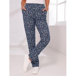 Damen Schlupfhose, blau, Gr. 40, gemustert, mehrfarbig, 100% Baumwolle, Hosen