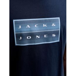 Jack & Jones PlusSize Herren T-Shirt "JCOFUSION BOX PRINT TEE SS CN PLS", blau, Gr. 4XL, JACK & JONES PLUSSIZE, bedruckt, Jersey, Obermaterial: 100% Baumwolle, Shirts,