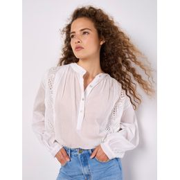 Apricot Damen Spitzenbluse "Spitzeneinsatzbluse", wei&szlig;, Gr. S, unifarben, Obermaterial: 100% Baumwolle CO., Blusen, mit Stehkragen