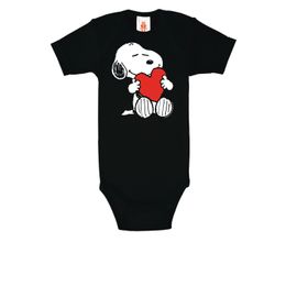 logoshirt Jungen Body "Snoopy - Heart", Gr. 74, schwarz, 100% Baumwolle, unifarben, Bodys, mit s&uuml;&szlig;em Motiv