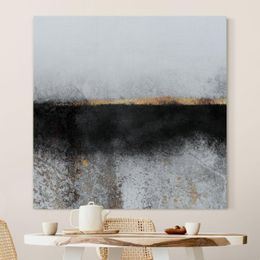 Bilderwelten Akustikbild Abstrakter Goldener Horizont Schwarz Wei&szlig;