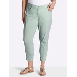 sheego Damen 7/8-Hose, gr&uuml;n, Gr. 44, unifarben, 97% Baumwolle, 3% Elasthan, Hosen