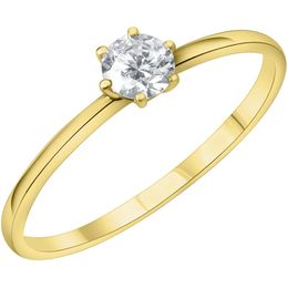 Firetti Damen Fingerring "Schmuck Geschenk Gold 375 Fingerring Damenring Solit&auml;r", 62, Gelbgold 375, 1,5mm, gold, Gelbgold 375, Fingerringe, mit