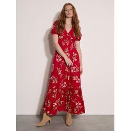 Apricot Damen Maxikleid "Maxikleid in Aquarelloptik", rot, Gr. 42, gebl&uuml;mt, gewebt, Obermaterial: 100% Viskose CV., Kleider, mit Smockdetails