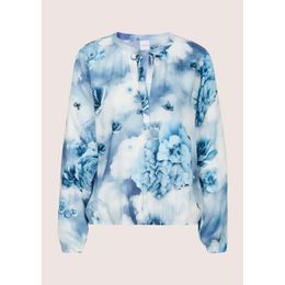 Madeleine Mode MADELEINE Damen Langarmbluse "Blusenshirt Druckbluse mit floralem Aquarellprint", blau, Modern, Gr. 46, Obermaterial: 100% Viskose CV., Blusen,