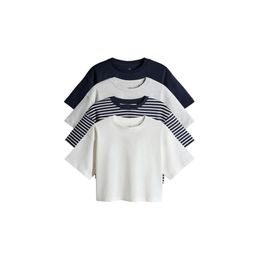 The Set T-Shirt M&auml;dchen Gr&ouml;&szlig;e 146 marine / dunkelblau / graumeliert / wei&szlig;