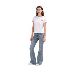 True Religion Damen Bootcut-Jeans "JOEY MID RISE FLARE FLAP", blau, Gr. 26, leichte Abriebeffekte, Denim/Jeans, Obermaterial: 66% Baumwolle, 29%