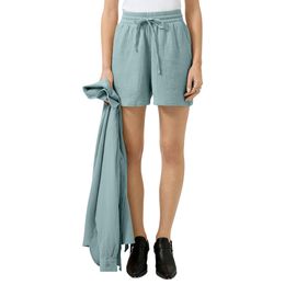 QS Damen Shorts, gr&uuml;n, Gr. 34, unifarben, Web, Obermaterial: 100% Baumwolle, Hosen, Musslin Sommer-Shirts mit elastischem Bund