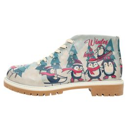 DOGO Damen Schn&uuml;rboots "Shortcut Boots Hedge-Hug Damen Stiefeletten, Shortcut Boots", Gr. 41, blau, Lederimitat, Schuhe, Handgefertigt
