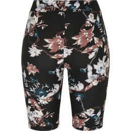 Urban Classics Damen Fahrradhose "Urban Classics Damen Ladies Soft AOP Cycle Shorts"schwarzsoftflower, Gr. S, 85% Polyester, 15% Elasthan, Hosen