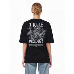 Trueprodigy Damen Oversize-Shirt "Alex F Logo Print Oversized Rundhals", schwarz, Gr. XXL, Obermaterial: 100% Baumwolle CO., Shirts