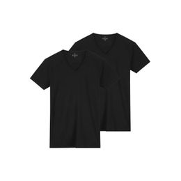 DSTREZZED Herren T-Shirt "T-Shirt Eastwood 2 Pack V-Neck Tee Bamboo Blend 2er Pack", schwarz, Gr. L, Obermaterial: 50% Baumwolle CO. 45% sonstige