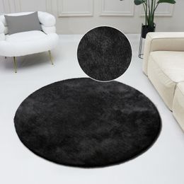 Teppich Bruno Banani, H:30mm &Oslash;:190cm, schwarz, Kunstfaser, Wohnzimmer, Teppiche, "Dana Teppich, besonders weich und kuschelig, Kundenliebling", uni,