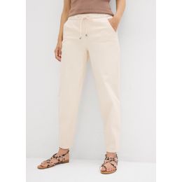 bonprix Damen Loose-fit-Jeans, beige, Gr. 48, Denim/Jeans, Obermaterial: 97% Baumwolle, 3% Elasthan, Jeans, Barrel-Form, mit Gummibund, mit