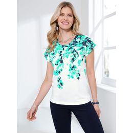 Classic Basics Damen Rundhalsshirt "Kurzarm-Shirt", bunt, Gr. 42, gebl&uuml;mt, gemustert, mehrfarbig, 100% Baumwolle, Shirts