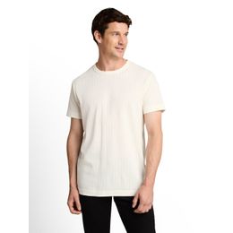 Tom Tailor Herren Kurzarmshirtgardenia wei&szlig;, Gr. S, gestreift, Single Jersey, Obermaterial: 60% Baumwolle, 40% Polyester, Shirts, Sommershirt mit